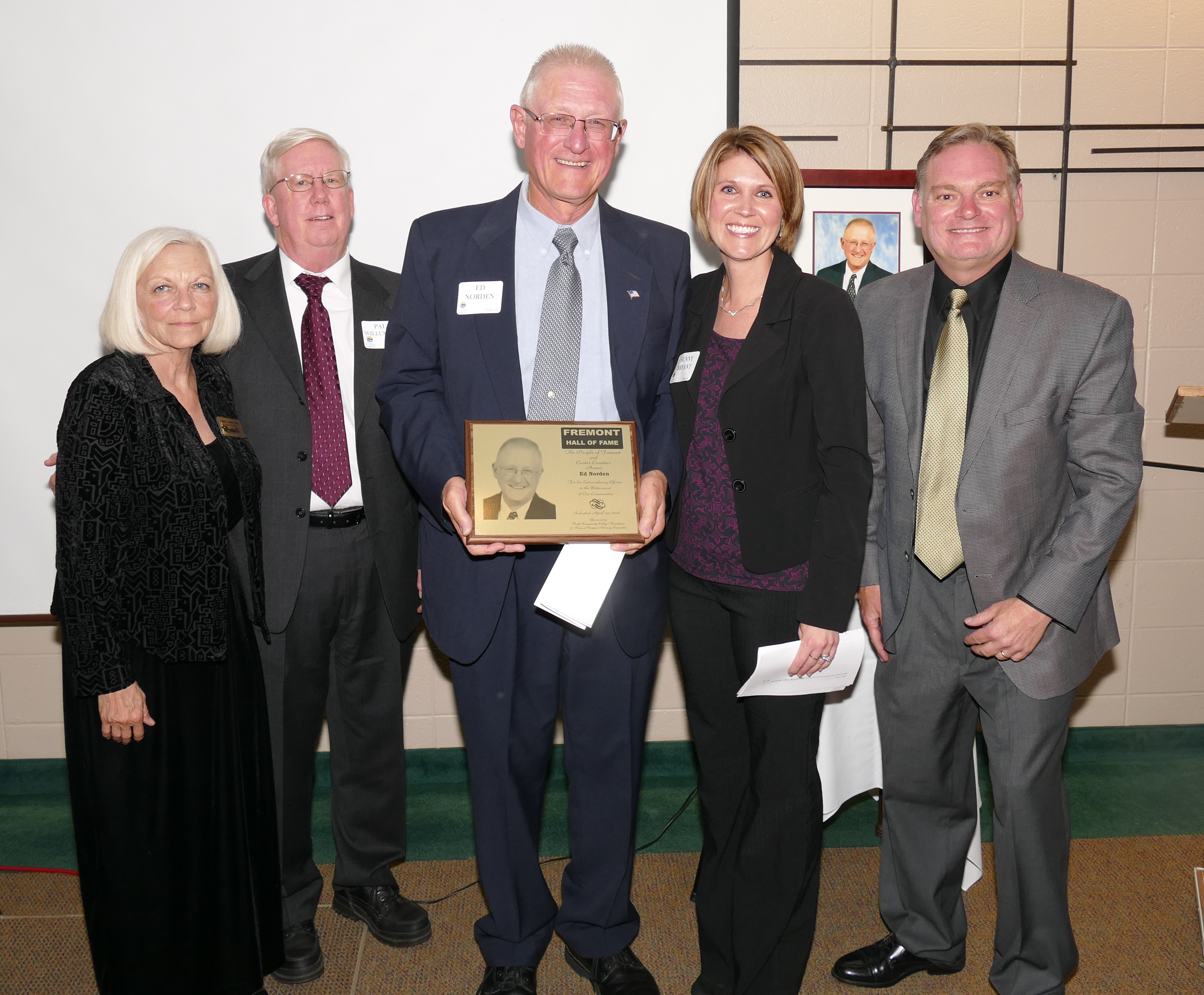 Dr. Lana Carter, Paul Willumstad, inductee Ed Norden, Sunny Bryant ...