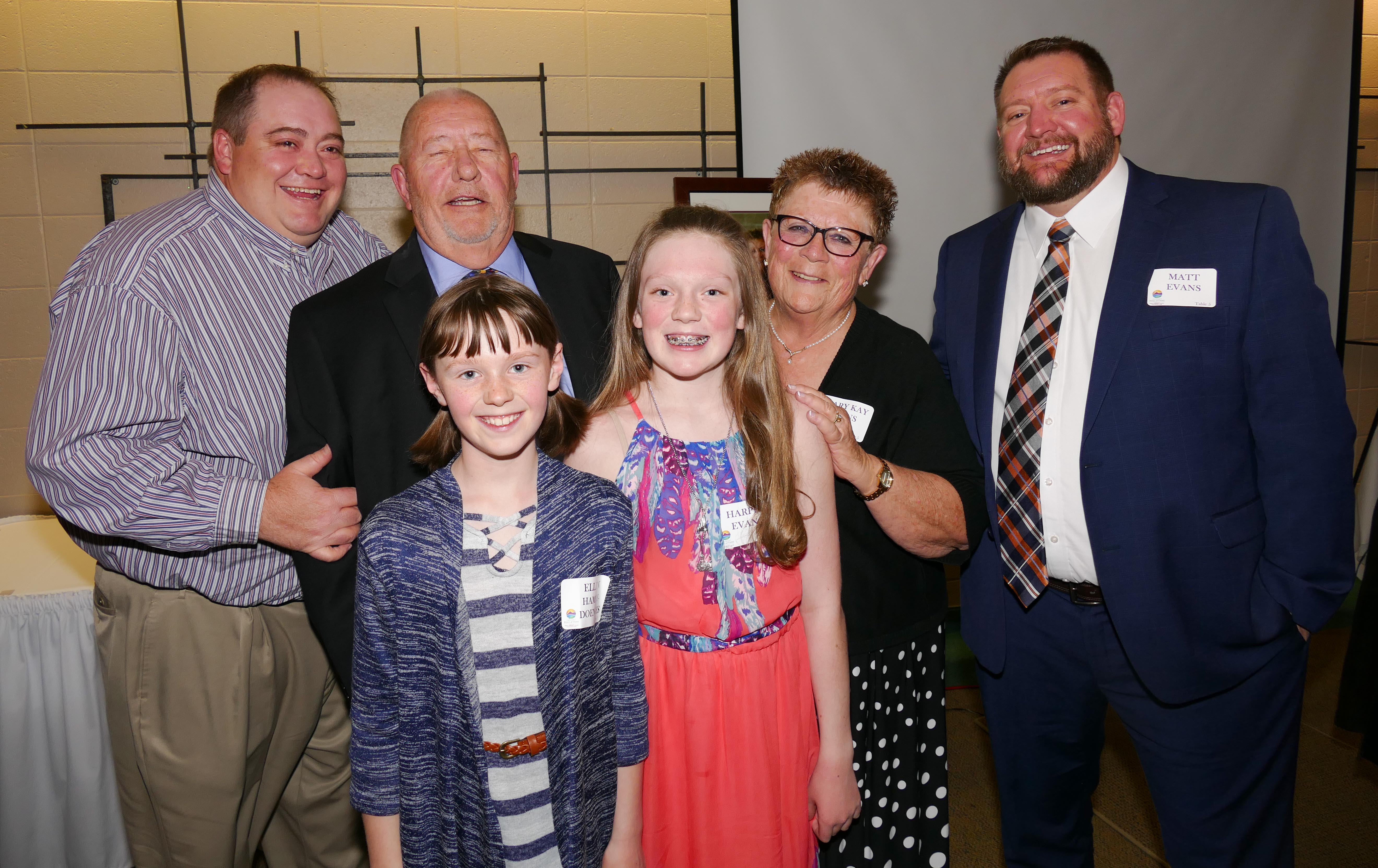 Ellen Hamby-Doenges and Harper Evans in front; Aaron, John, Mary Kay ...
