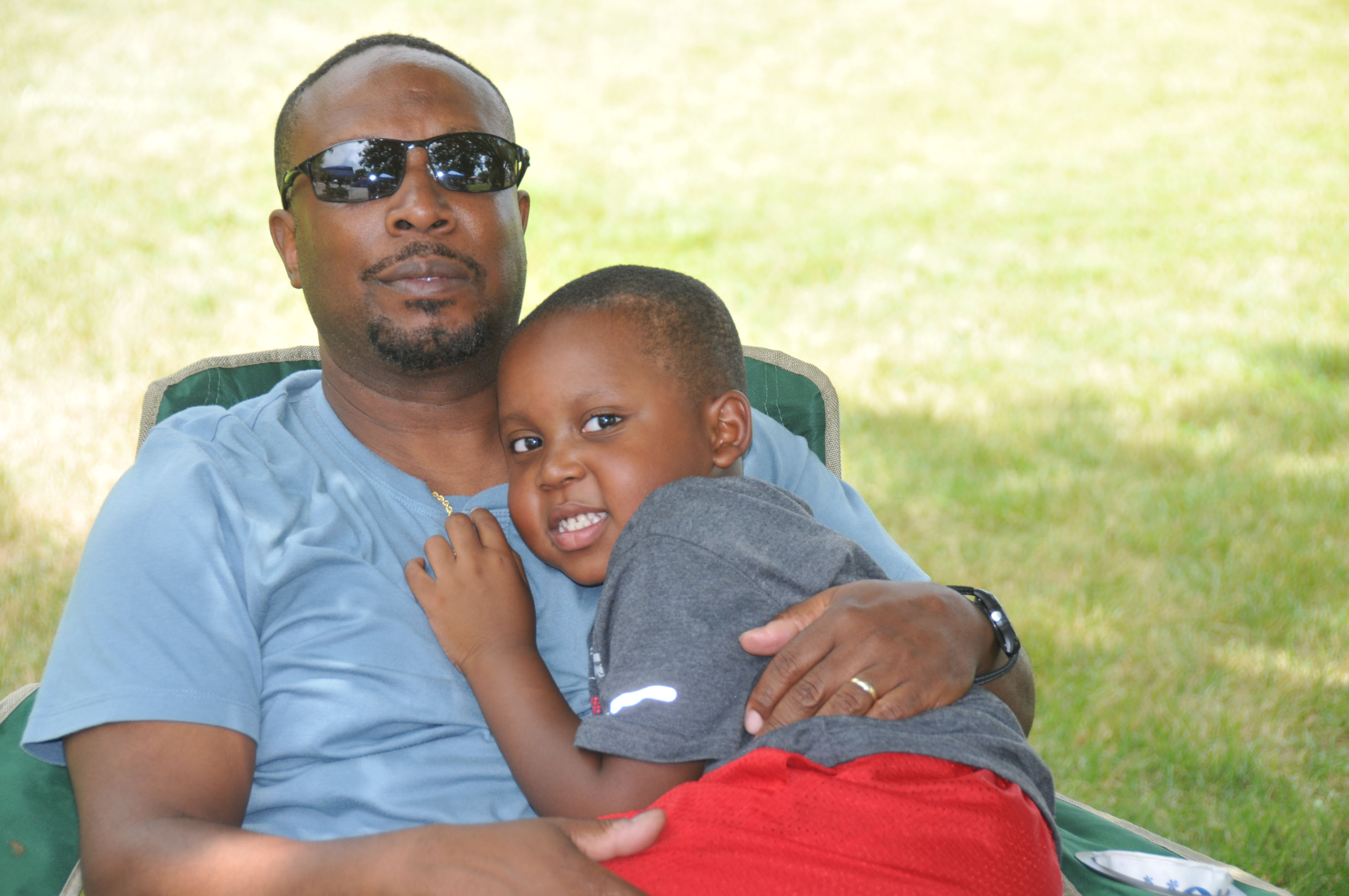 Robert Peace with son