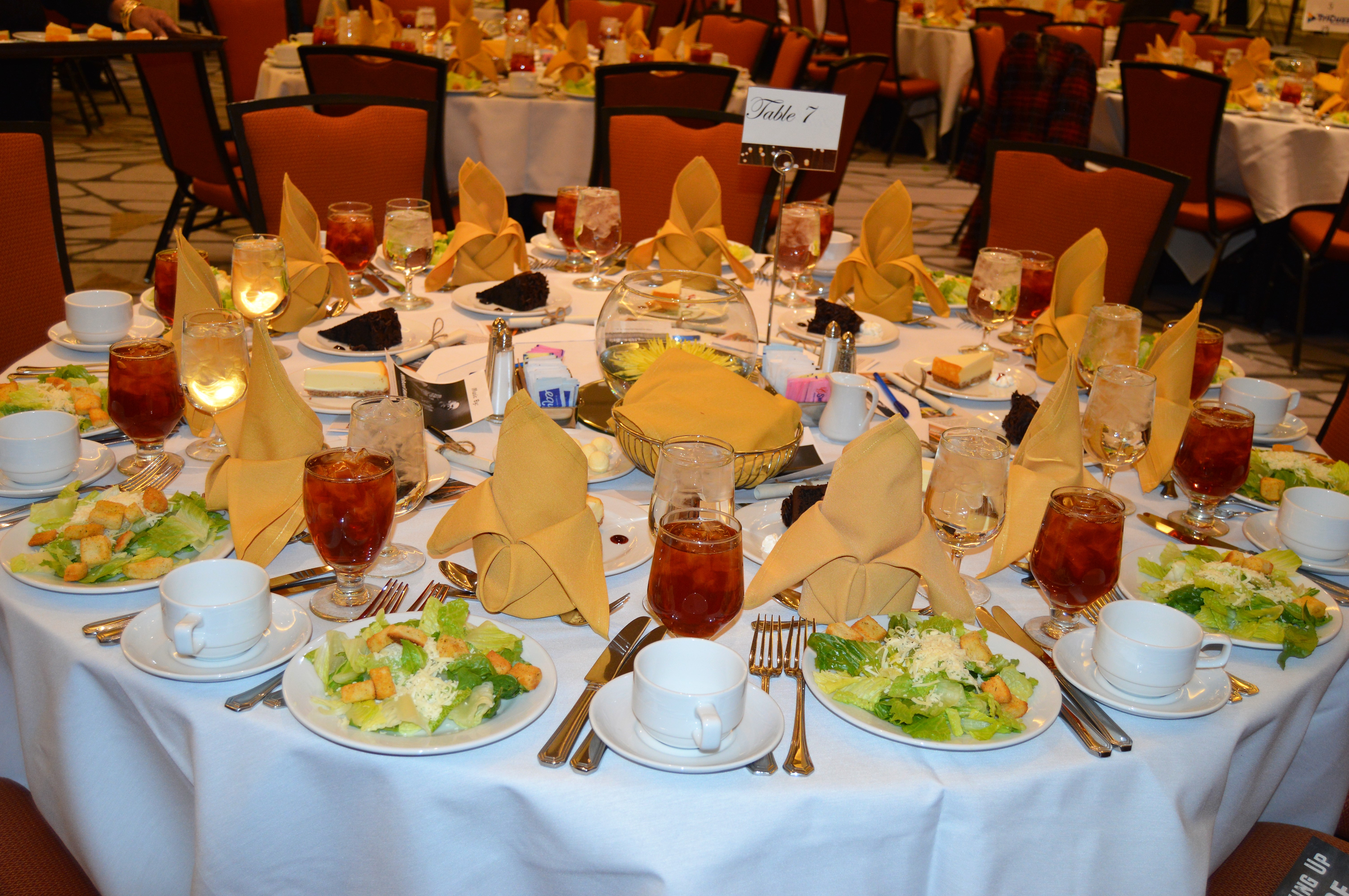 Tables are set for lunch at the Renaissance Denver Stapleton Hotel.