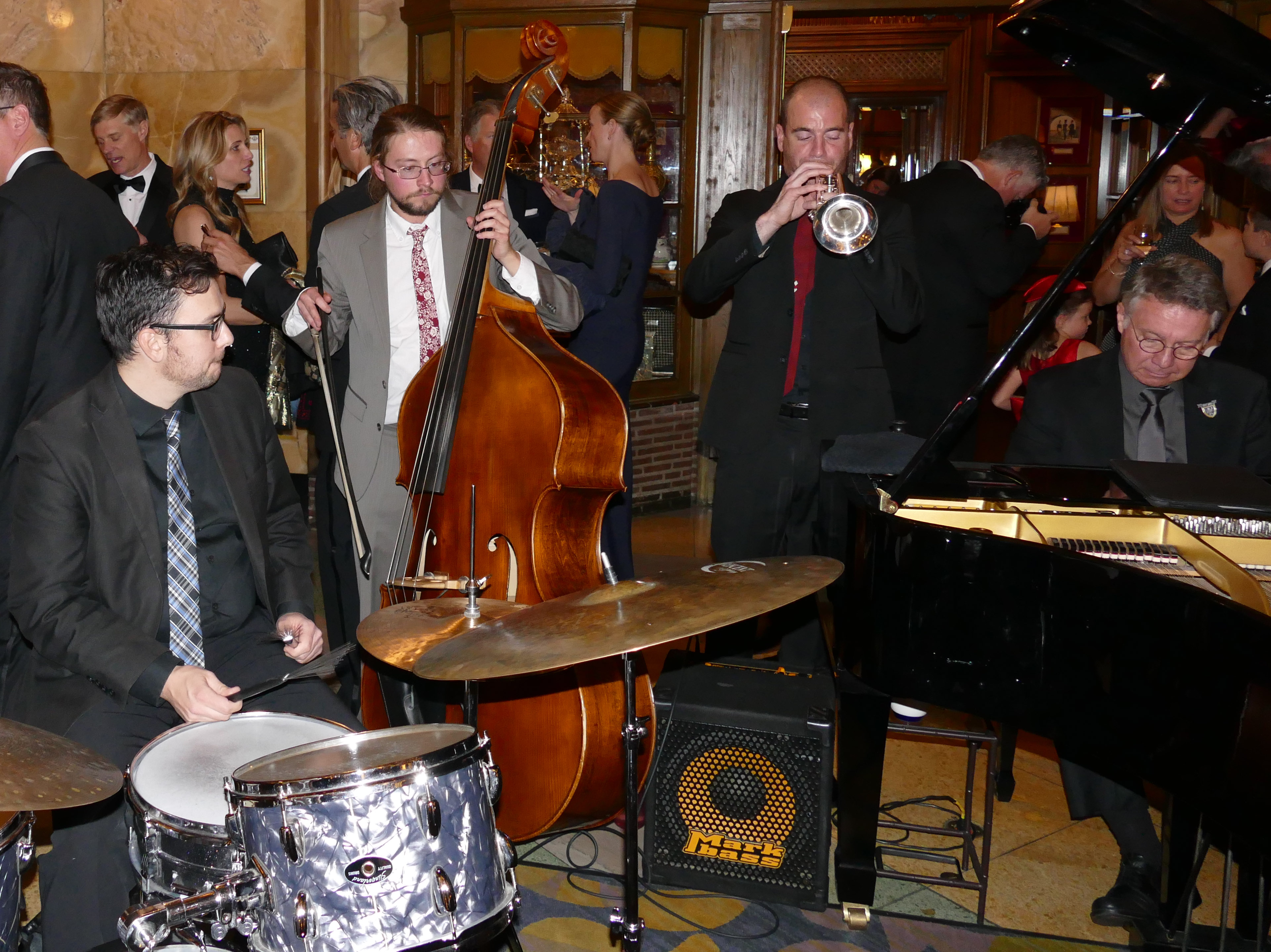 The jazz band playing during the reception