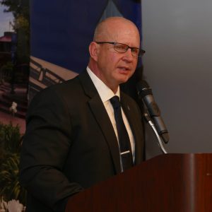 Andrew Trainor gets a congratulatory hug from fellow honoree Renee Carson