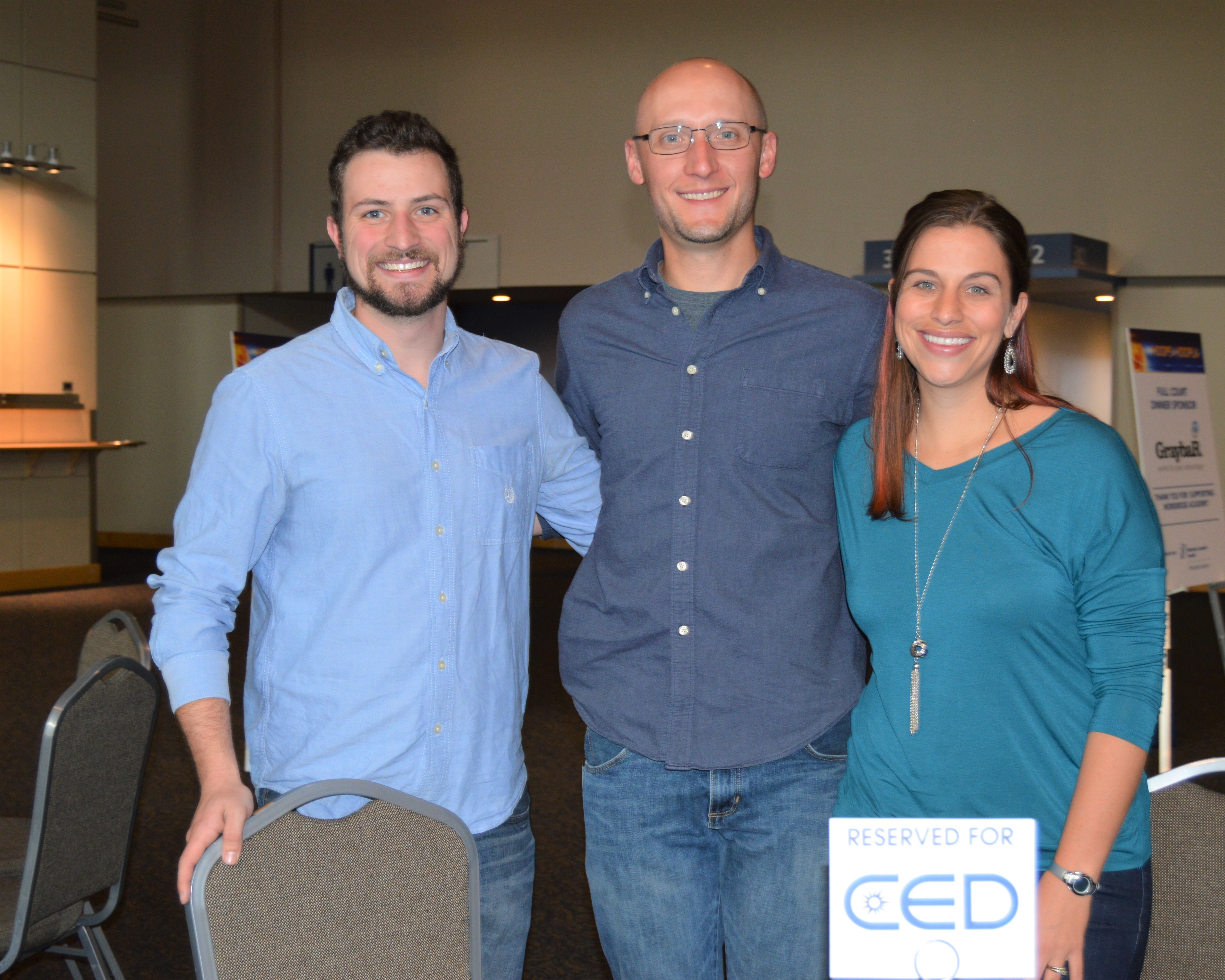 (l to r): Adam Fitzpatrick, and Nick and Rachel Hubel