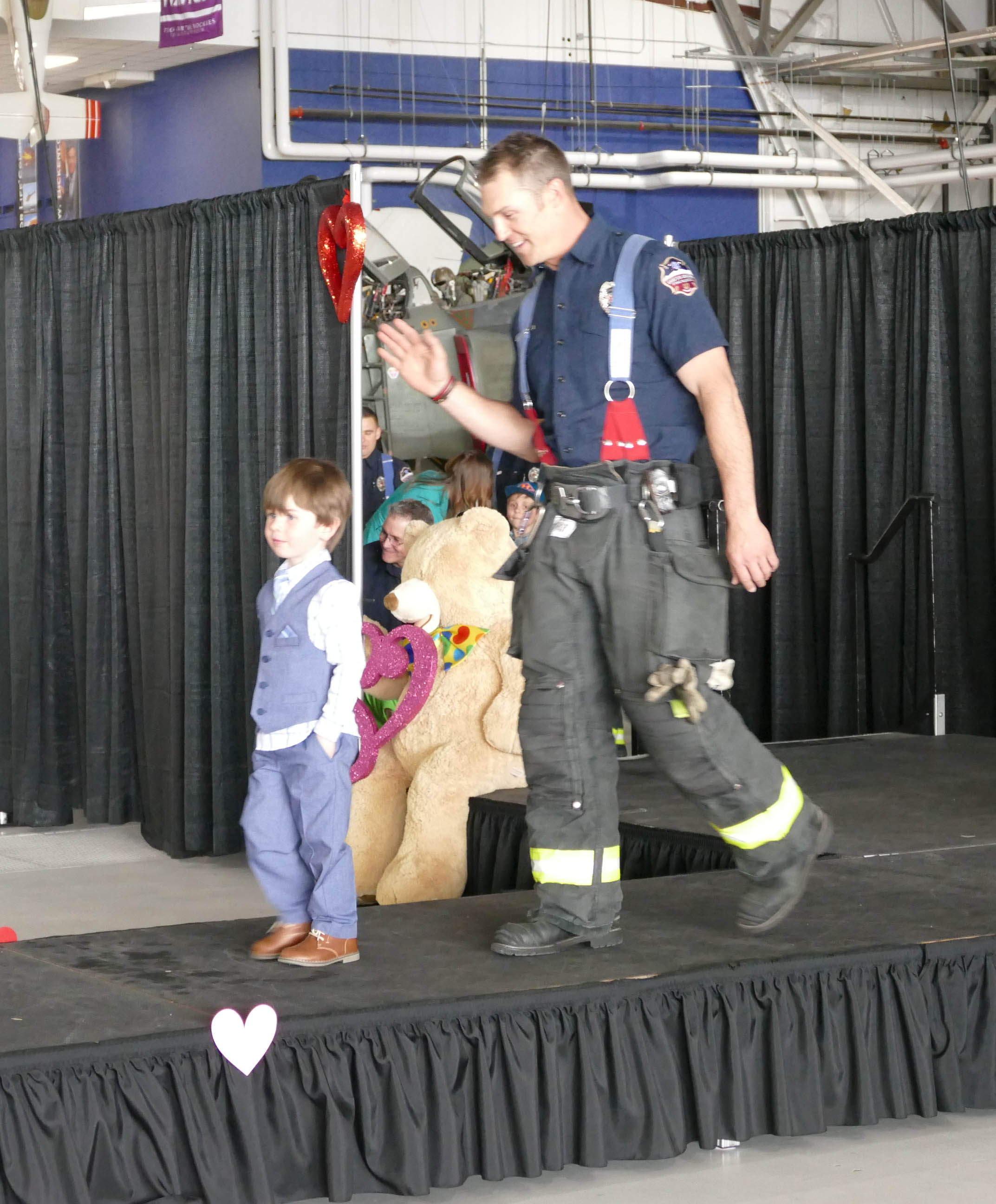 Firefighter Brett Miller with Cameron