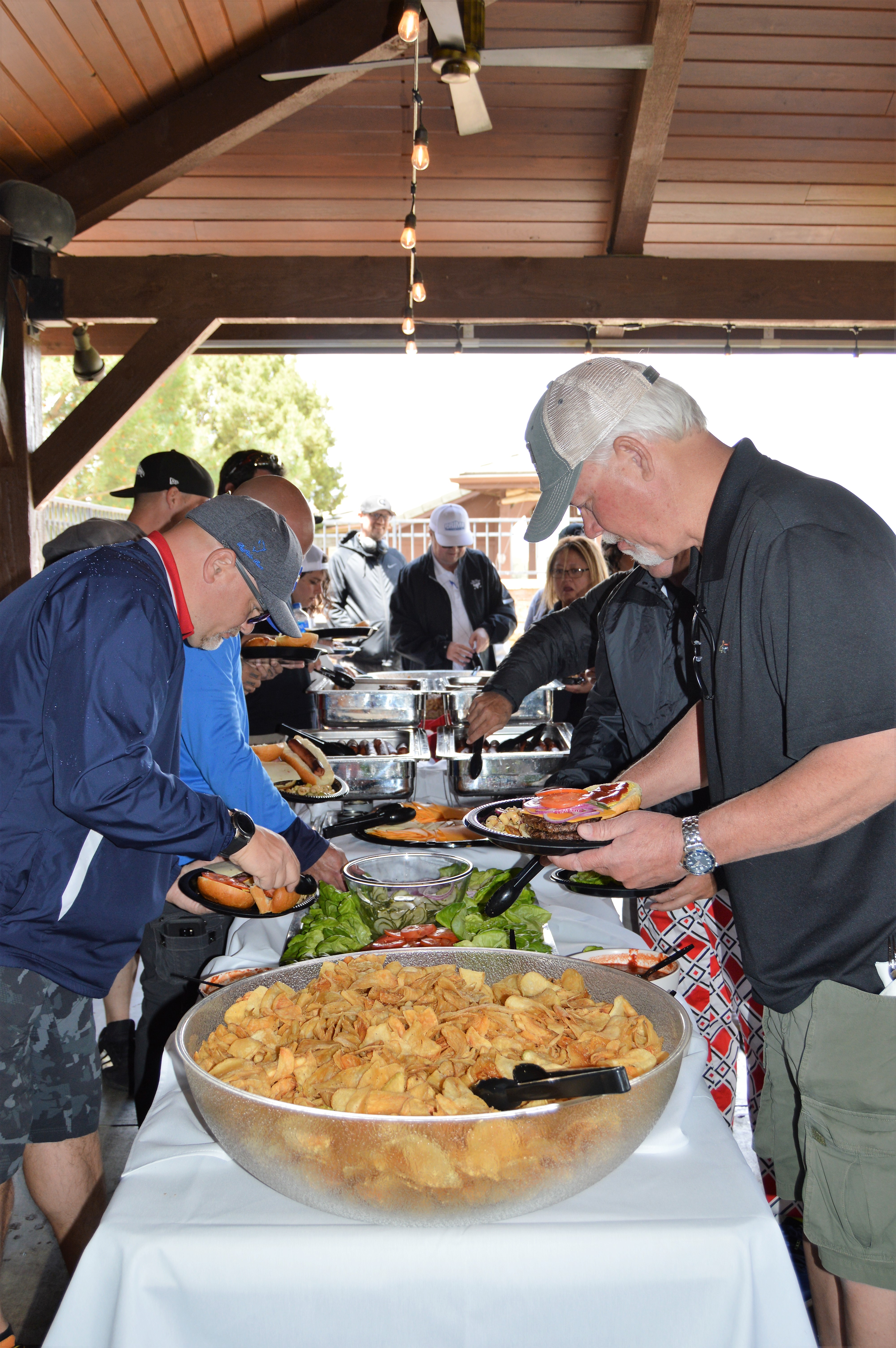 Grabbing chow from the buffet lunch spread