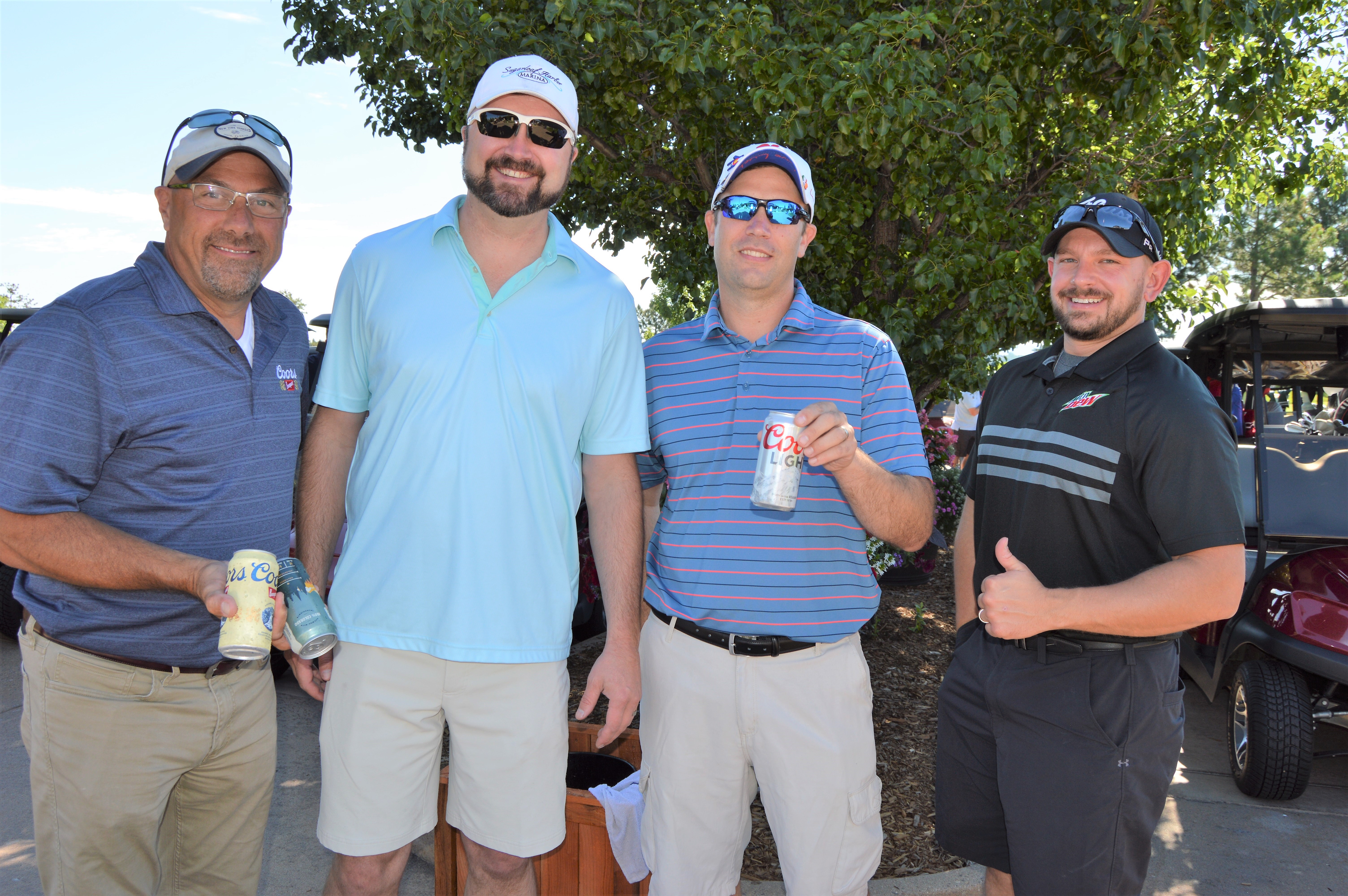 Grabbing a cold one before tee-off