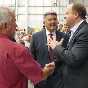 Sue and Harvey Allon chat with Sen Cory Gardner