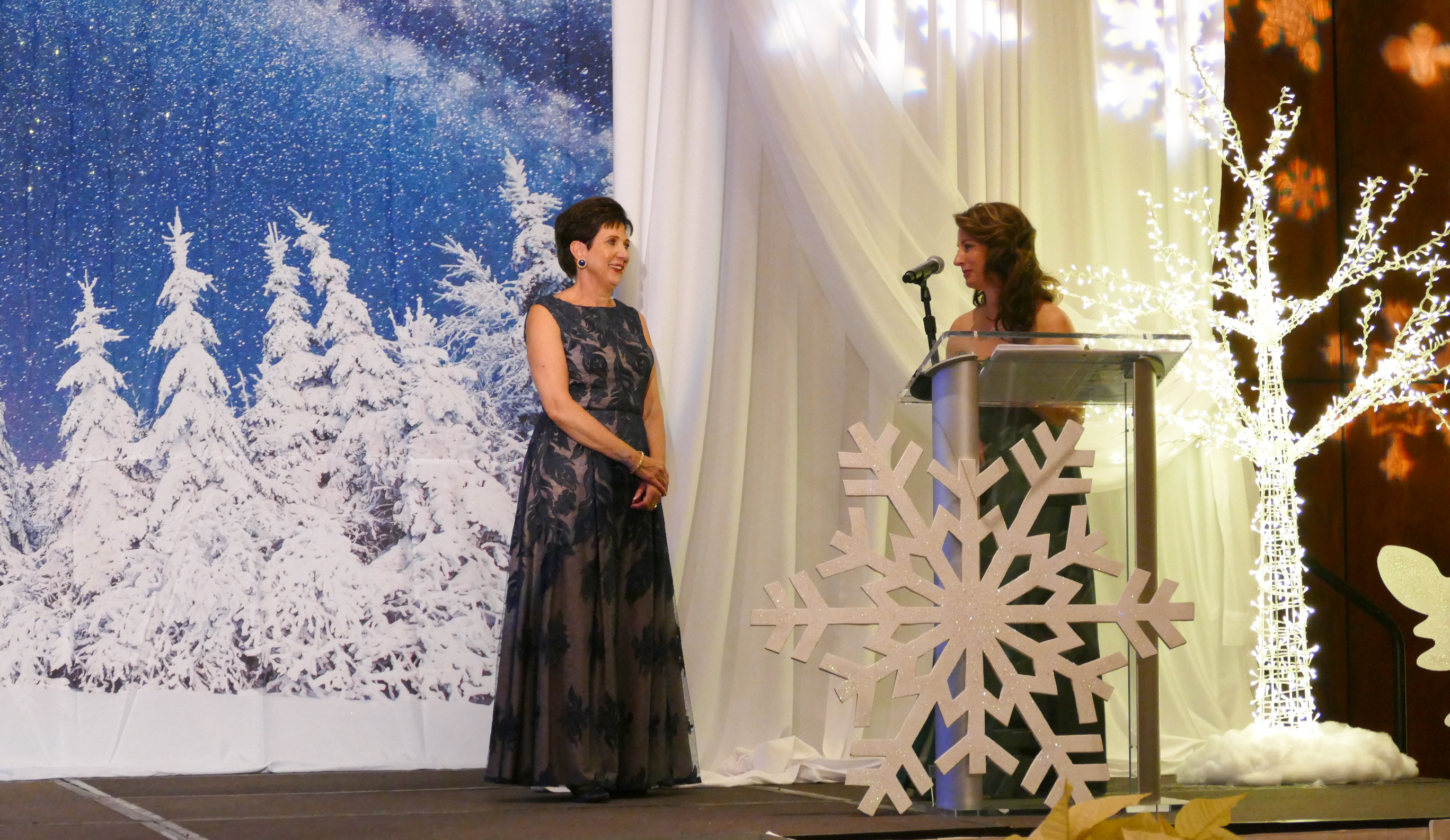 Denise Sanderson and Myra Skinner on stage