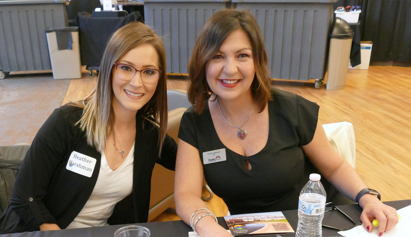 Heather Harshman, left, and Lorna Jackson helped to welcome guests.