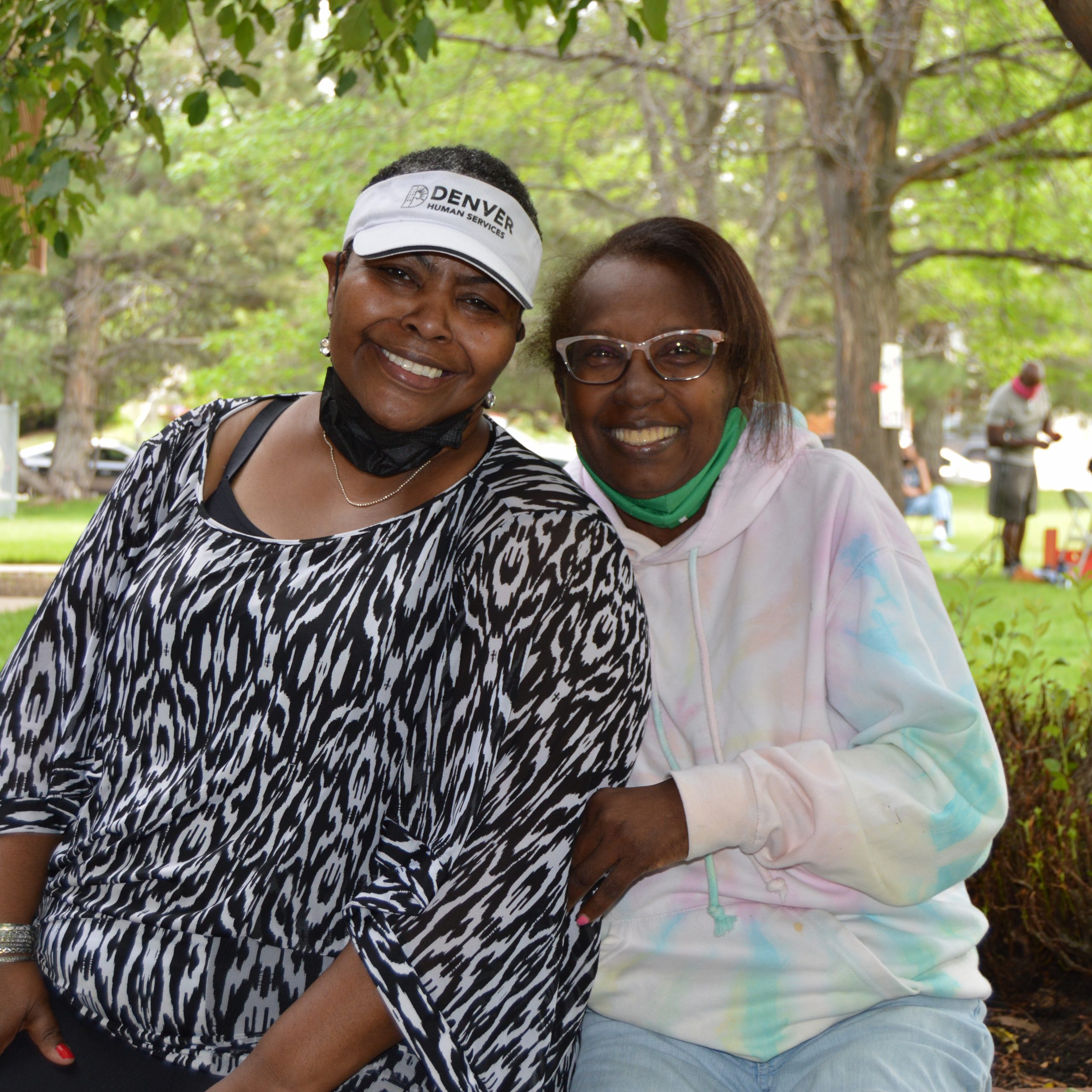 DHS rep Marsha Brown with Gerie Grimes. DHS provided food and support ...