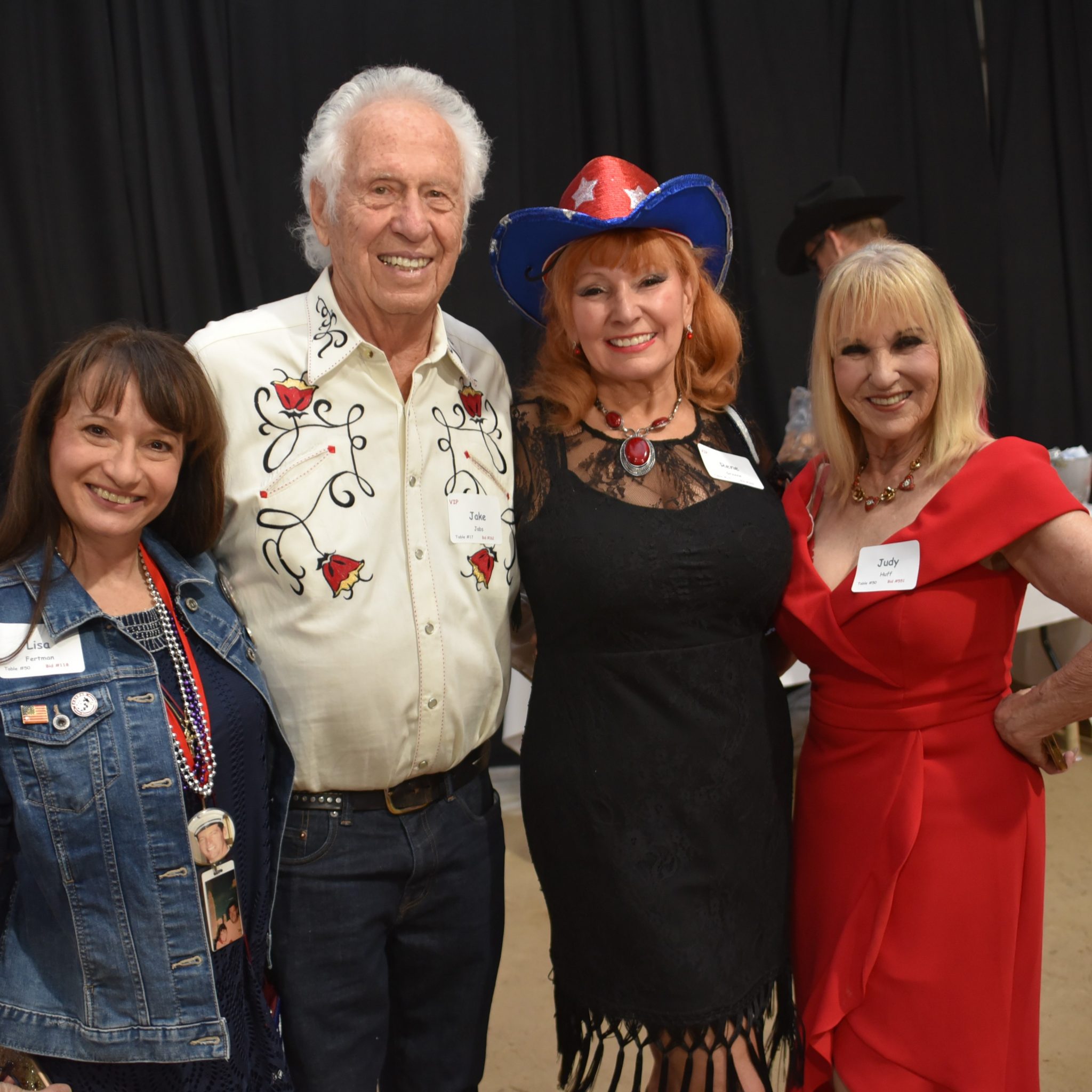 Seated: Edie Marks, left, and Louise Rouse; in back: Dick and Sharon Evans