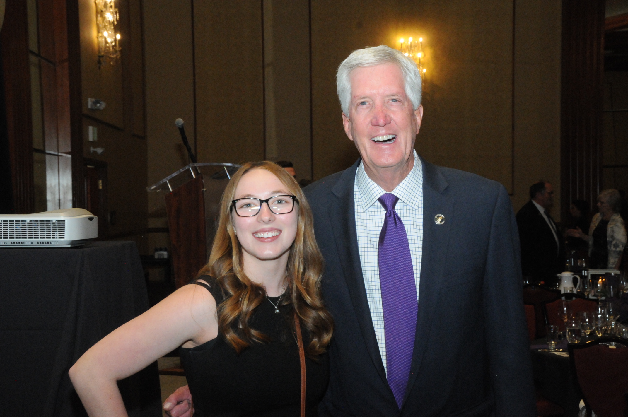 Scholarship winner Michelle Wells with Rick Enstrom