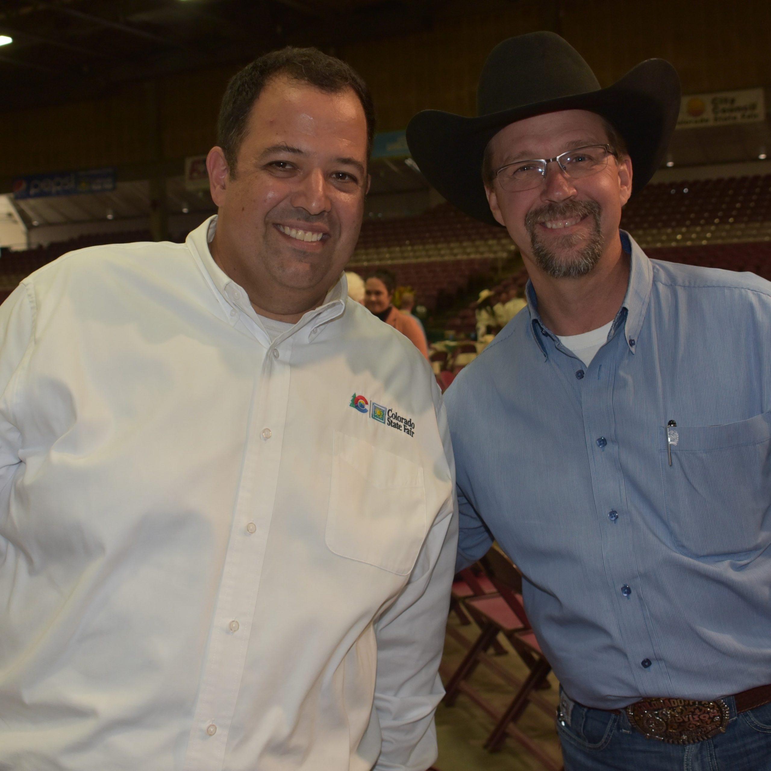 Colorado State Fair GM Scott Stoller, left, and Kenton Ochsner