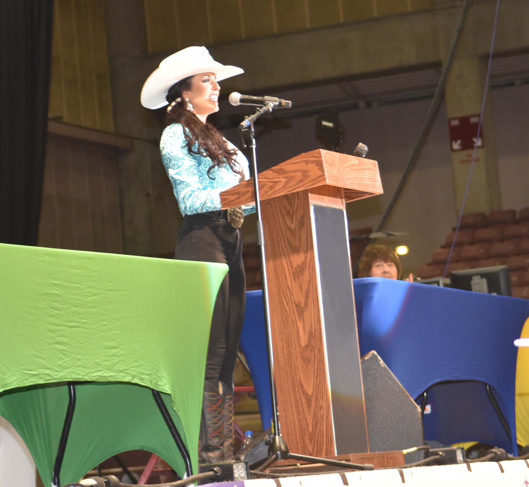 Miss Rodeo Colorado Ashley Baller introduces the colors