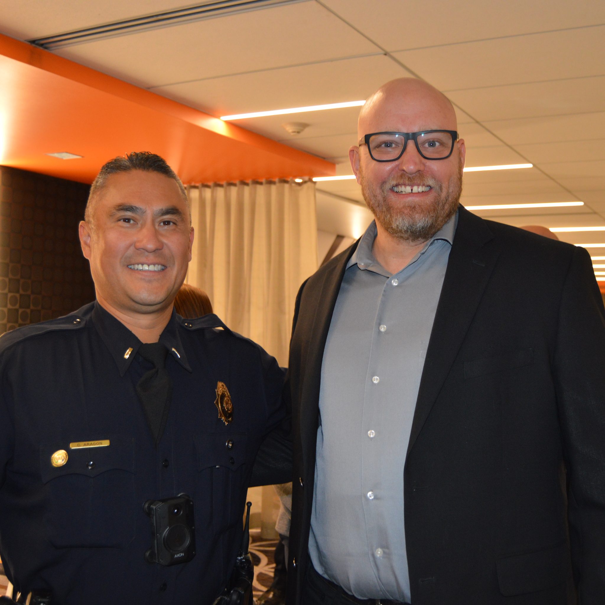 (l to r): Josh Hanfling, Sheriff of Denver Elias Diggins and Erone Adams