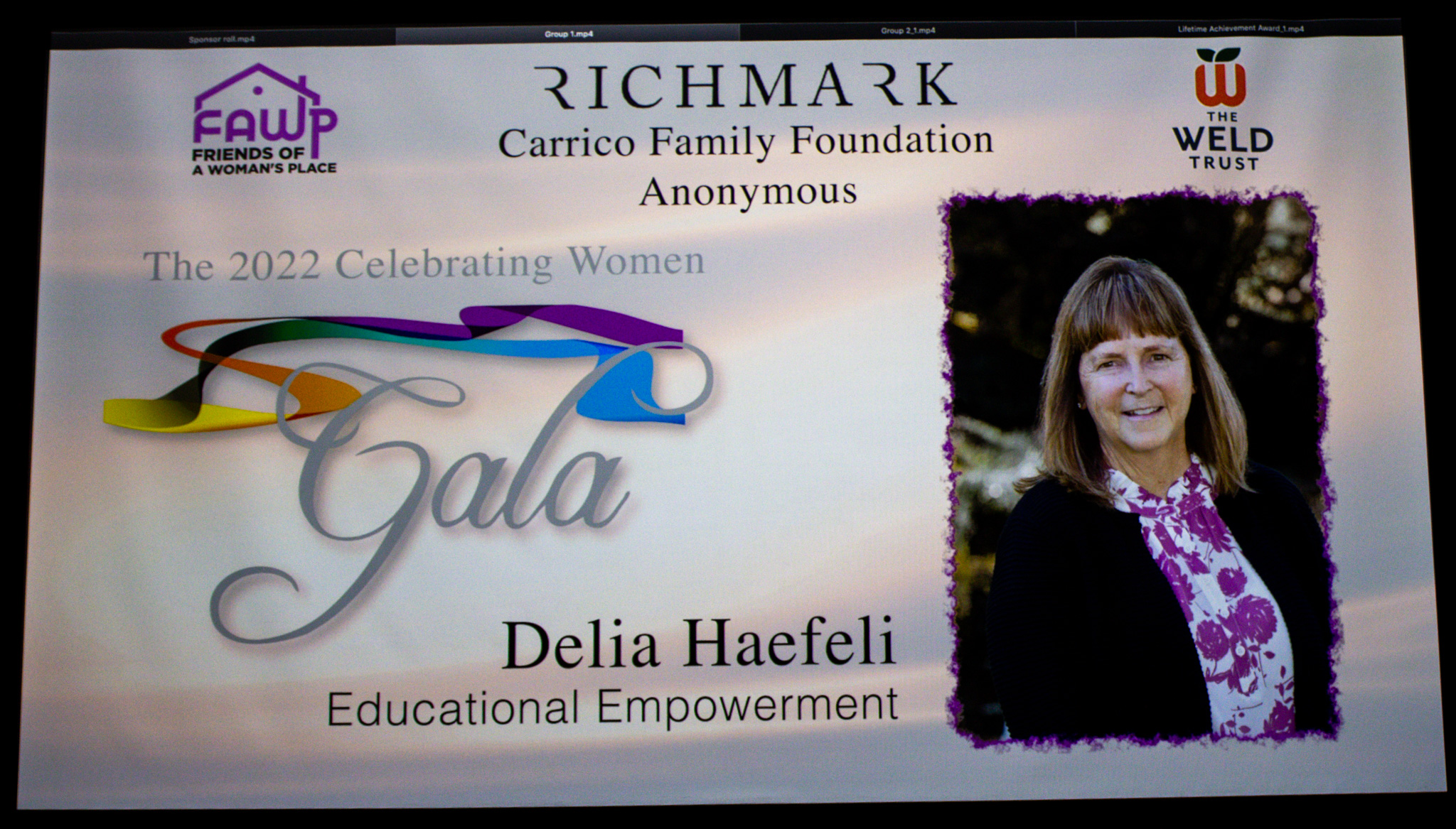 Slide for honoree Delia Haefeli.