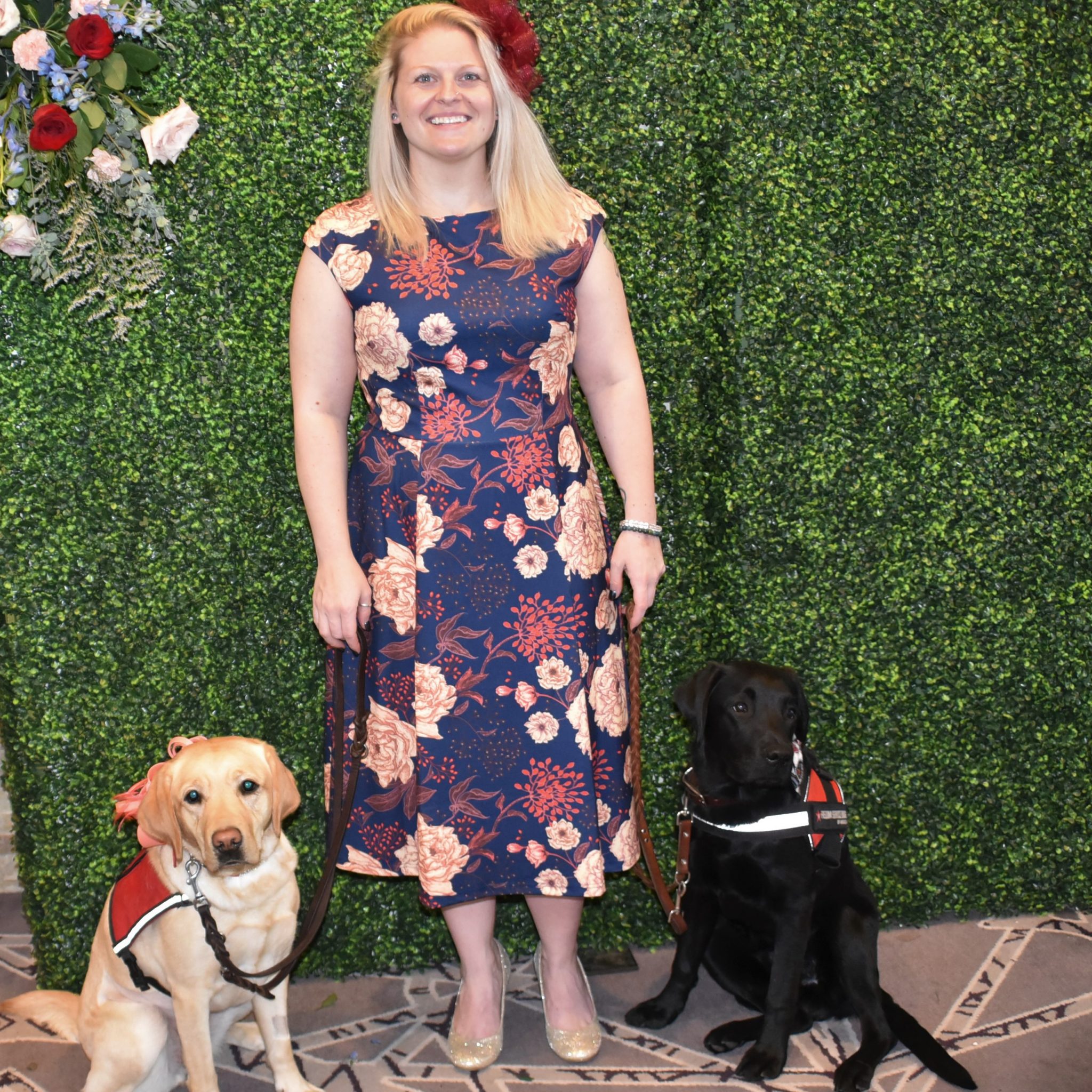 Karen Perez, left, Ashley Ayers, Izzy Greer with Fernie, Zamboni and Copper
