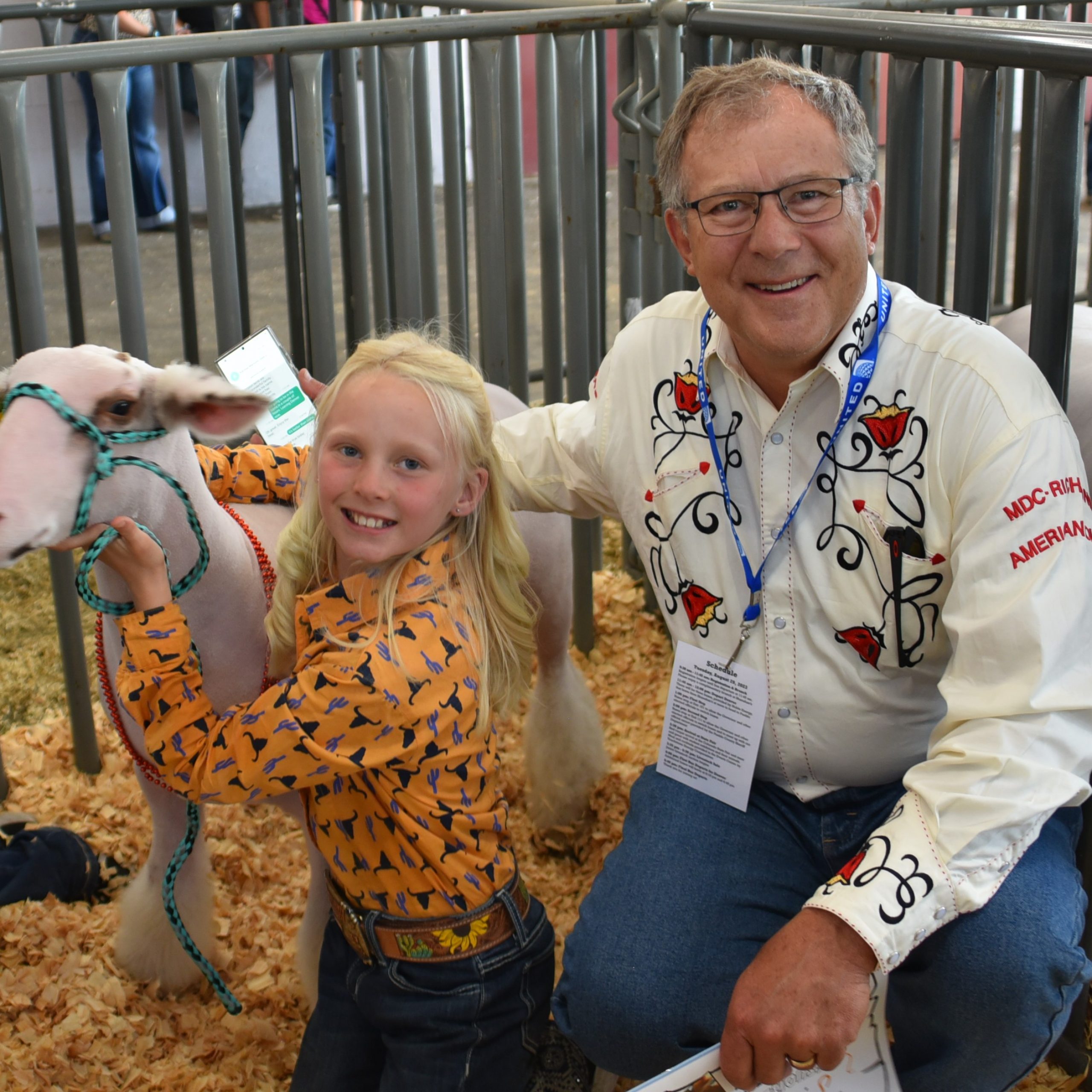 Hadley Crego and Rick Stott with "Clown"
