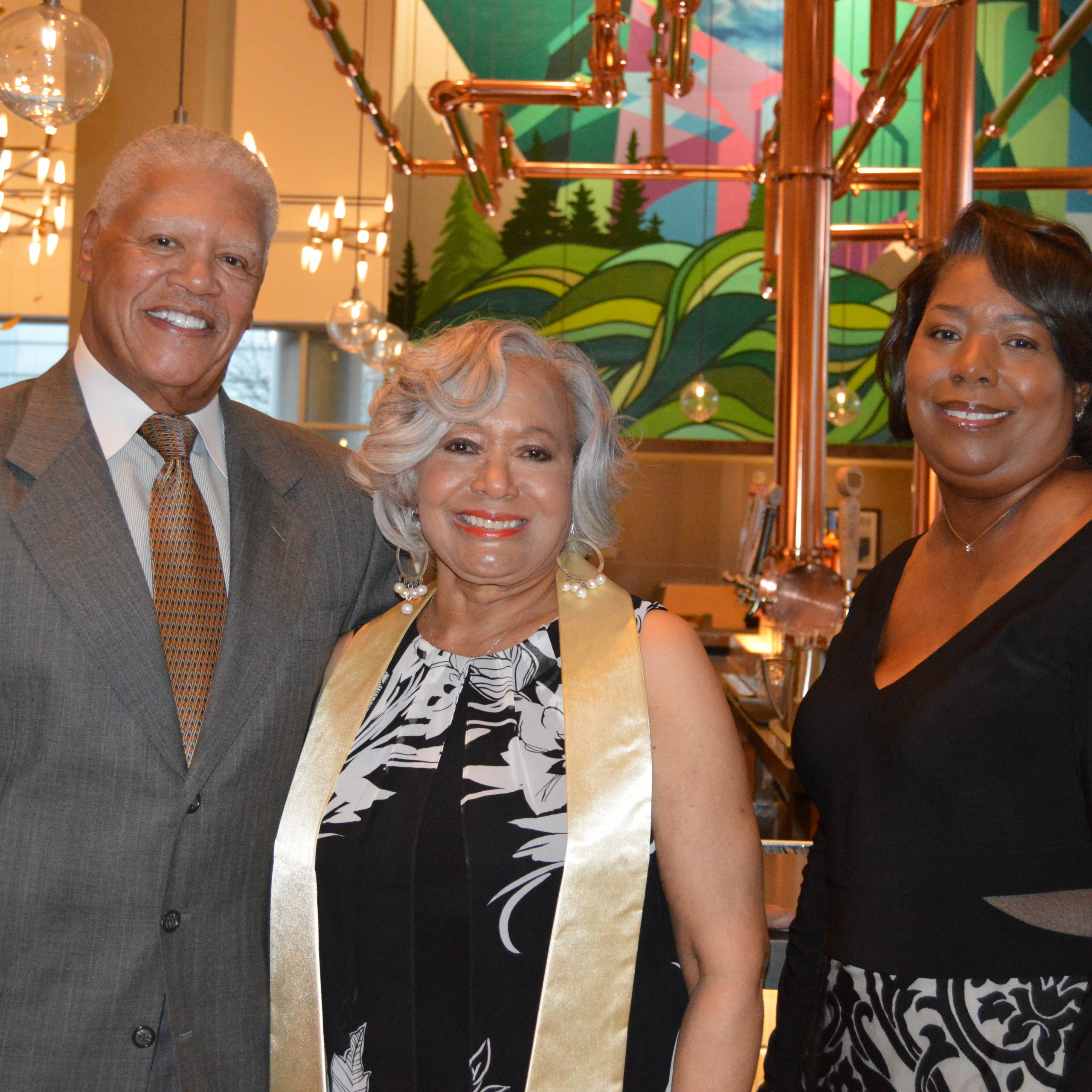 (l to r): Kenneth Floyd, committee member Rose Andom, Leslie Spencer